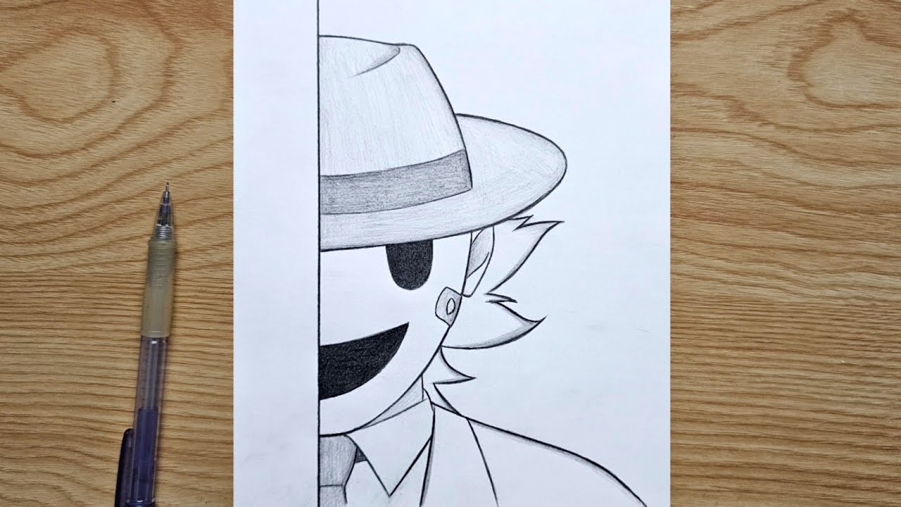 Easy anime half face drawing | how to draw anime with mask ( Yuu Makoto ...