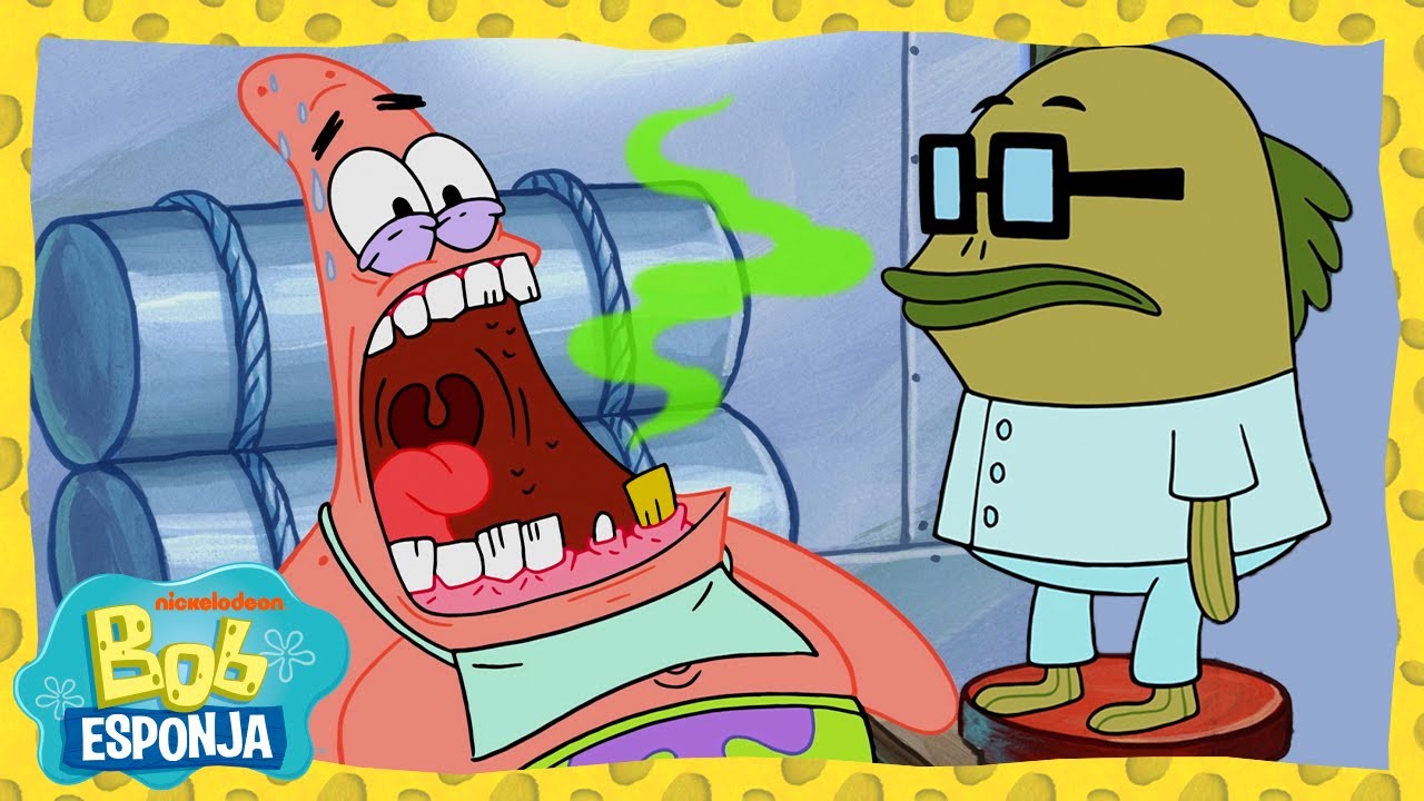 Bob Esponja | O Patrick tem MUITO medo do dentista! | Bob Esponja em ...