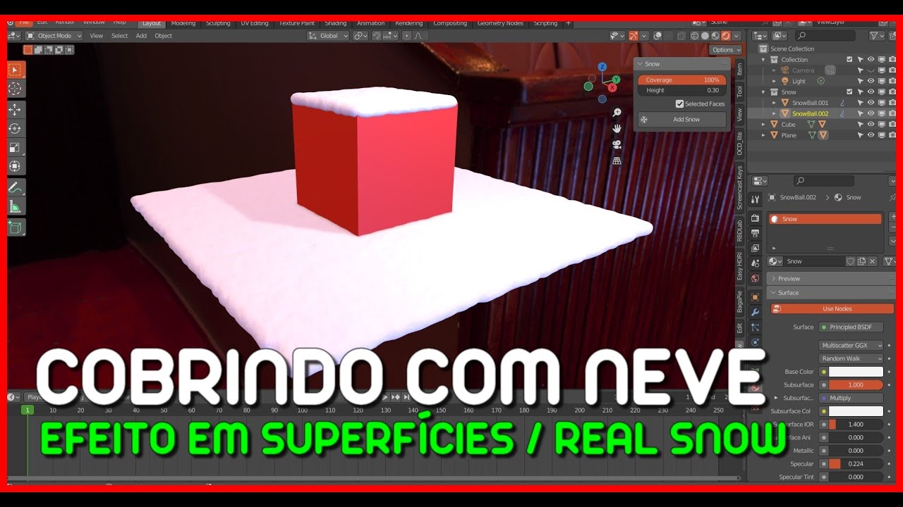 COBRINDO COM NEVE / EFEITO EM SUPERFÍCIES - ADDON REAL SNOW - YouTube