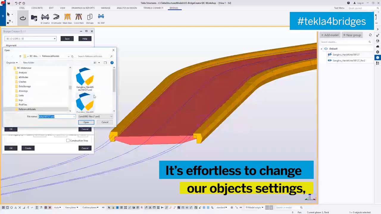 How to update the bridge model after road alignment change - Tekla for ...