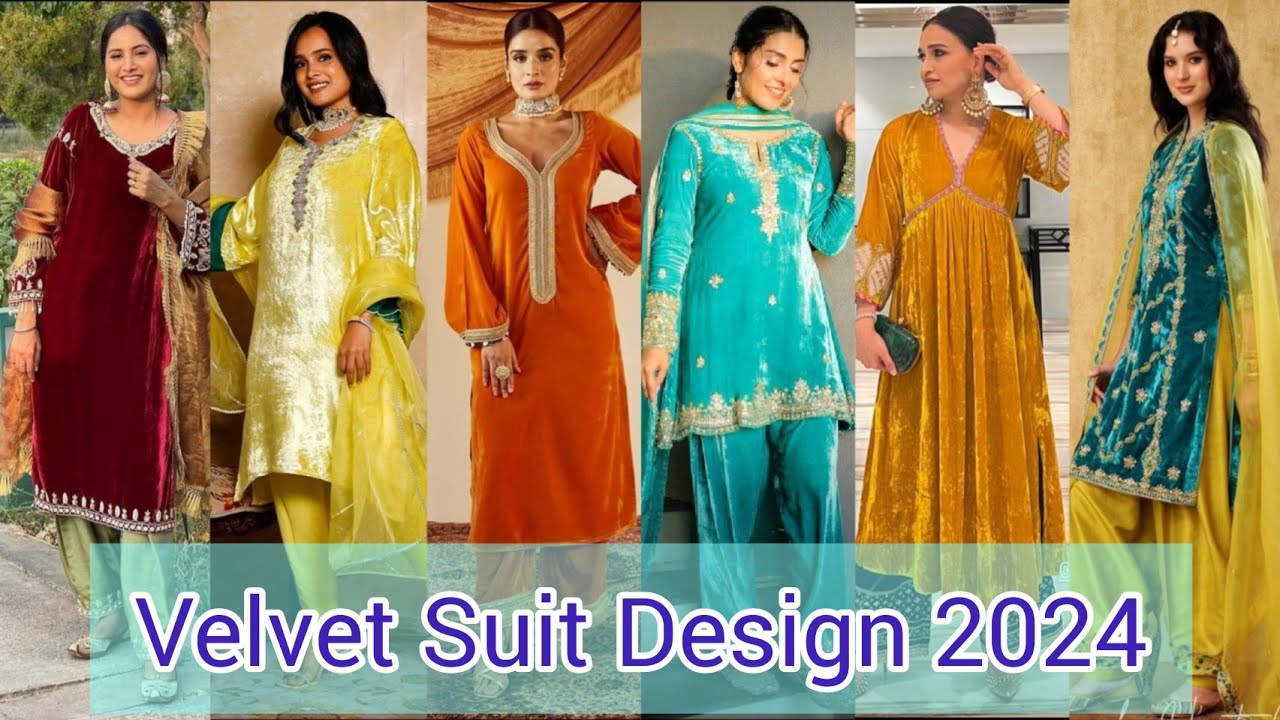 Velvet Suit Design 2024/ New Velvet Dress Designs Ideas/ Garam Suit ke ...