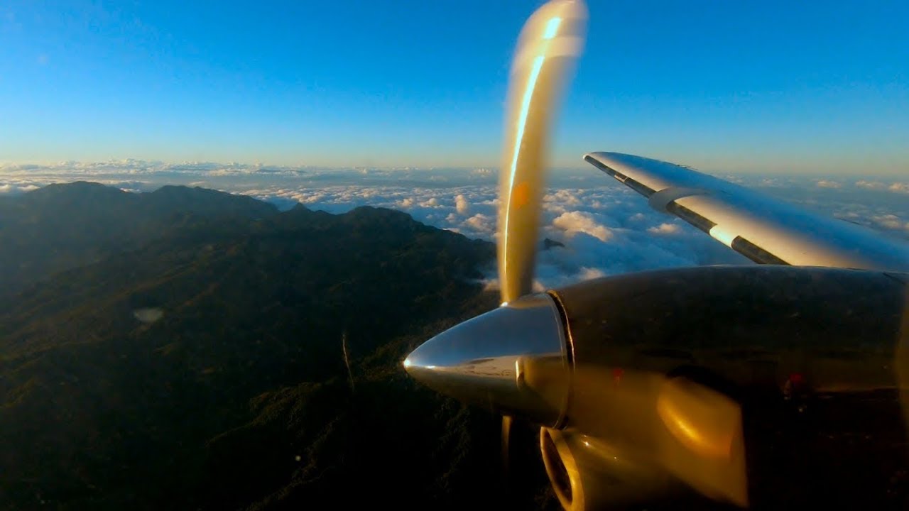Embraer EMB 110 Bandeirante cockpit view (inclusive of take off and ...