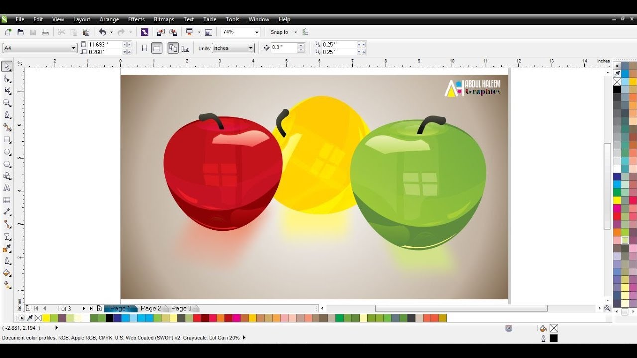 How To make Glass Apple In CorelDRAW | CorelDRAW Graphics Tutorial ...