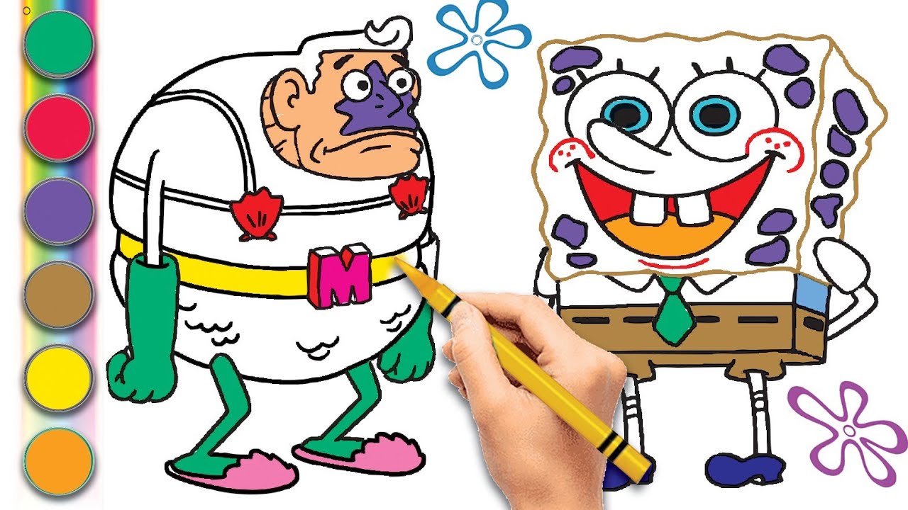 How to draw and color, the Joy of Spongebob Squarepants meeting Mermaid ...