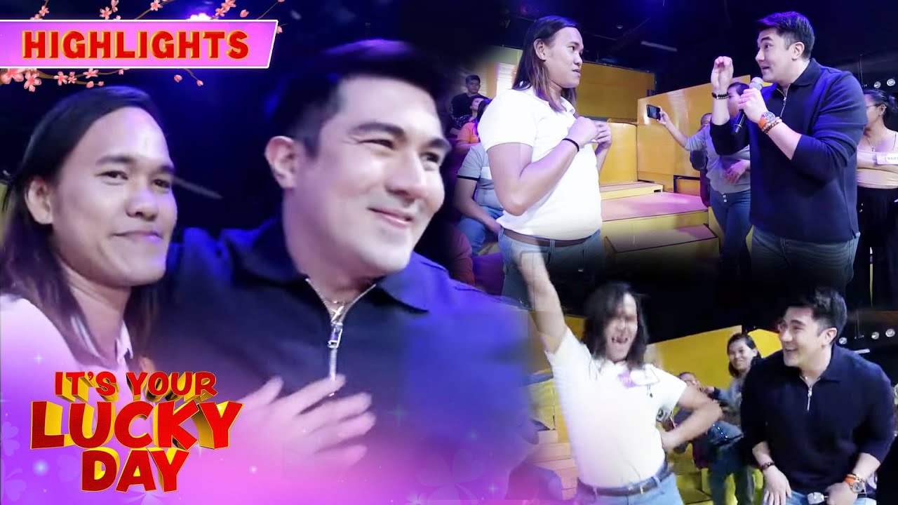 Luis uses sign language to communicate with one of the studio audience ...