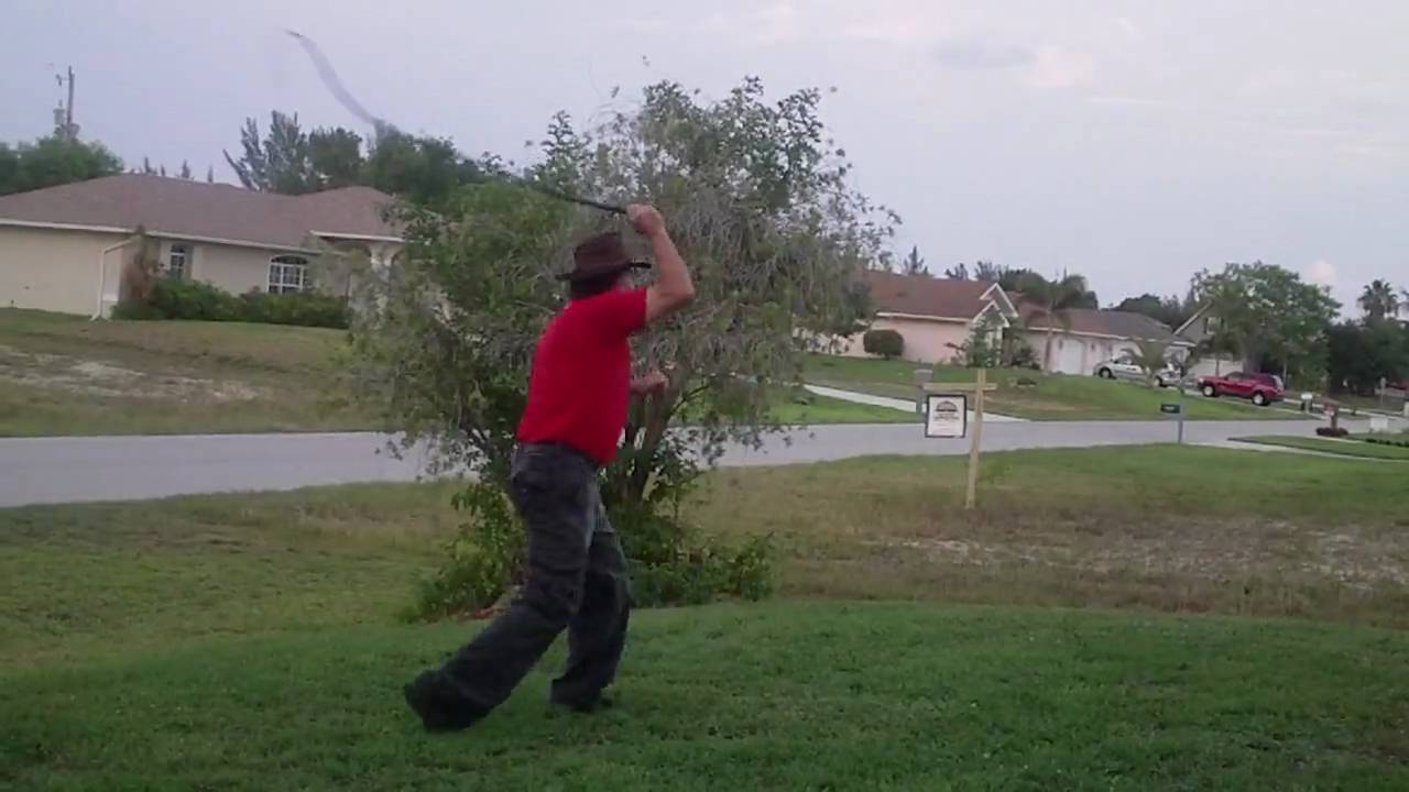 Bullwhip cracking whip practice - YouTube