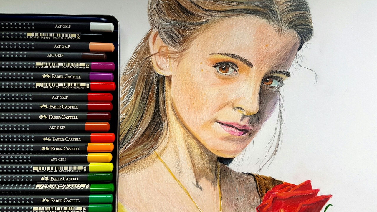 Beauty and the Beast 2017 Drawing Emma Watson as Belle - YouTube