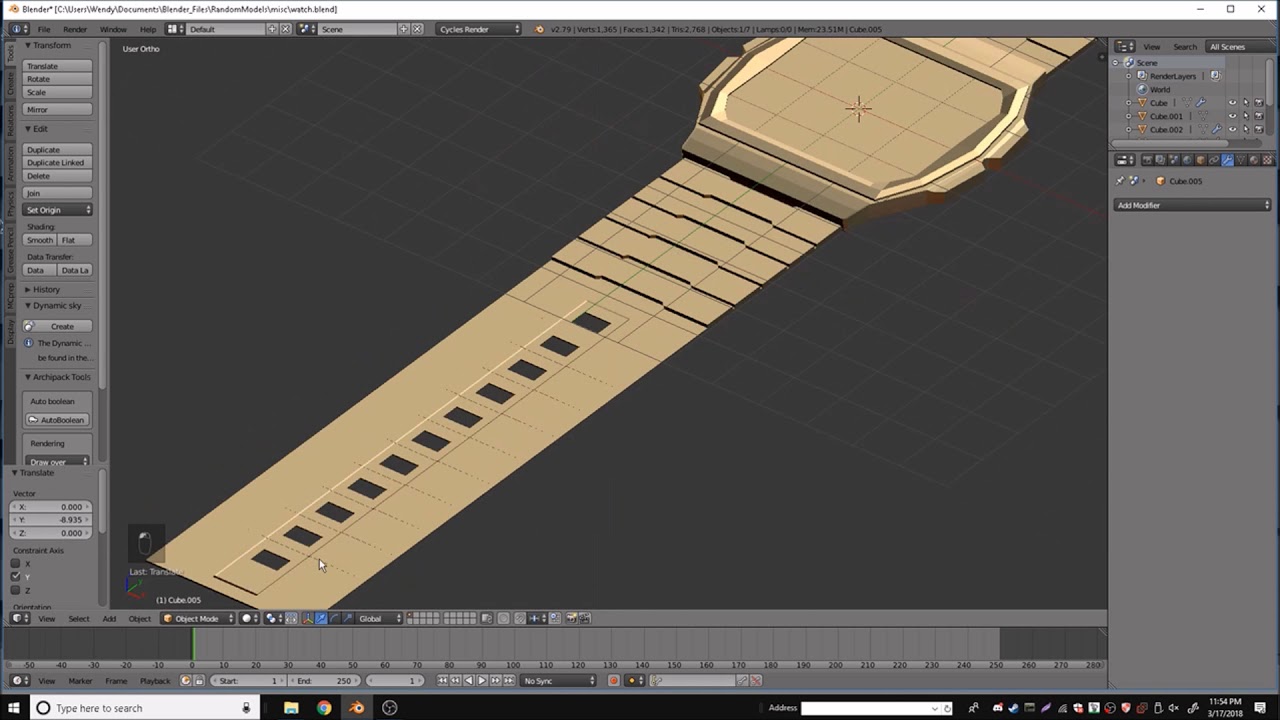 Modeling/texturing a low poly watch in blender 2.79 (time-lapse) - YouTube