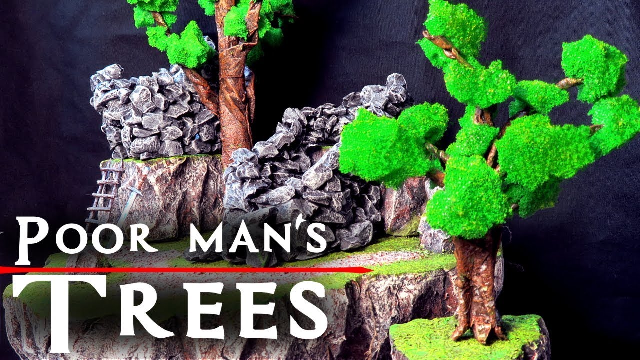 How to make Simple Miniature Trees for D&D (Extra Cheap Terrain) - YouTube