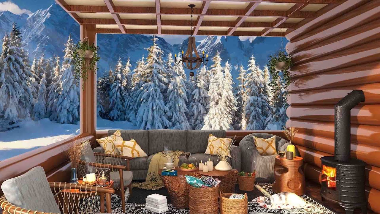 Relaxing Music, Peaceful Winter Ambience for Relax, "Winter Cozy Porch ...