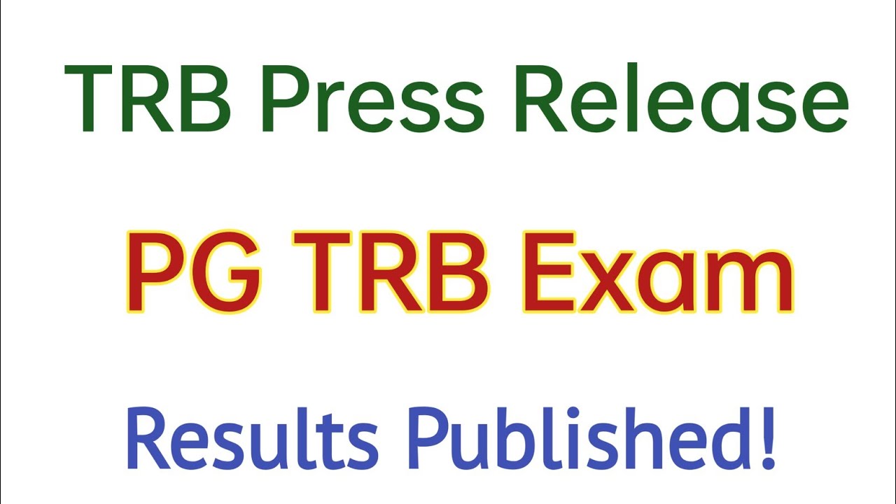 TRB Exam Latest Update| PG TRB Exam Results Published! - YouTube