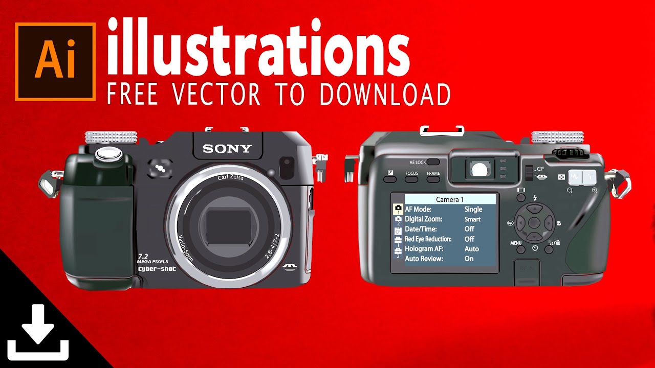 sony cybershoot dsc v3 camera Illustration in Adobe Illustrator cc ...