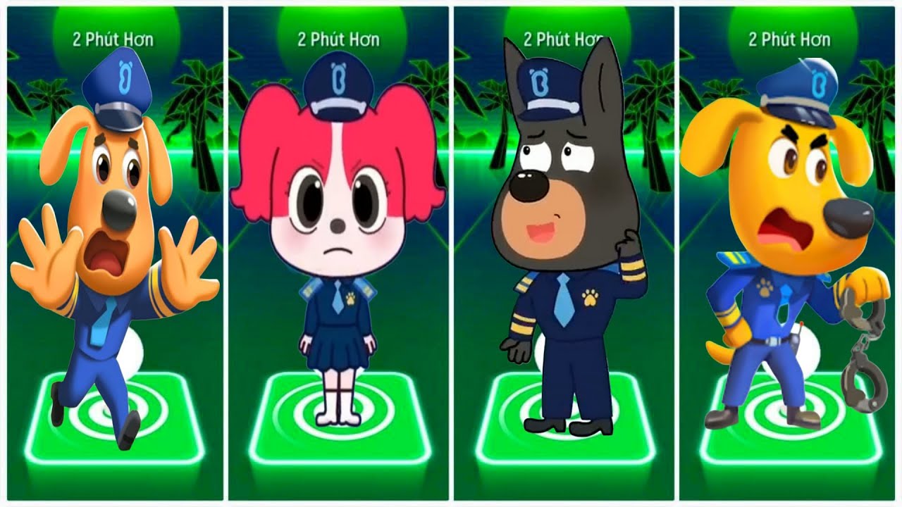 Sheriff Labrador 🆚️ Sheriff Papillon 🆚️ Dobie 🎶 Tiles Hop fun 🎶 - YouTube