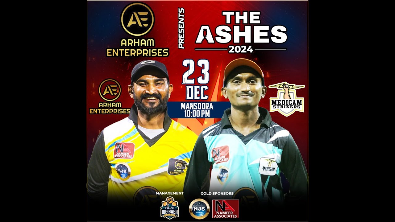 The Ashes 2024 | Match No.13 | Arham Enterprises vs Medicam Strikers ...