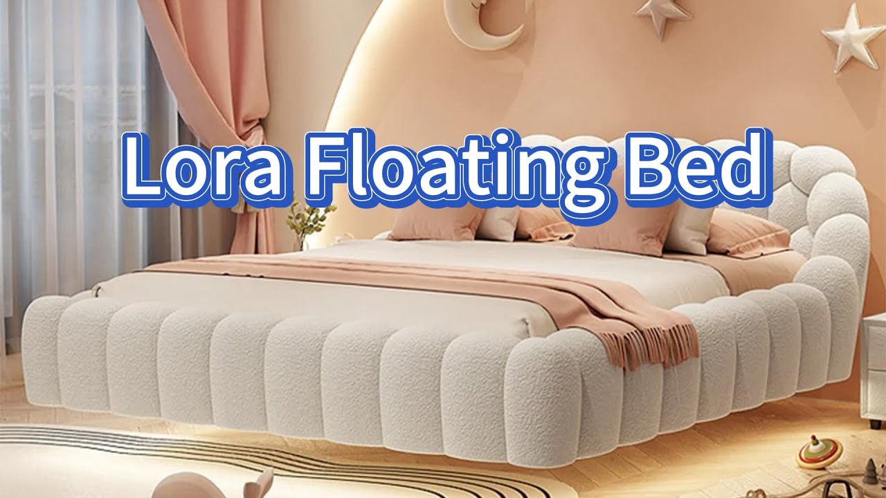 Lora Boucle Bubble Headboard Floating Bed Frame#bedframe #homedecor # ...