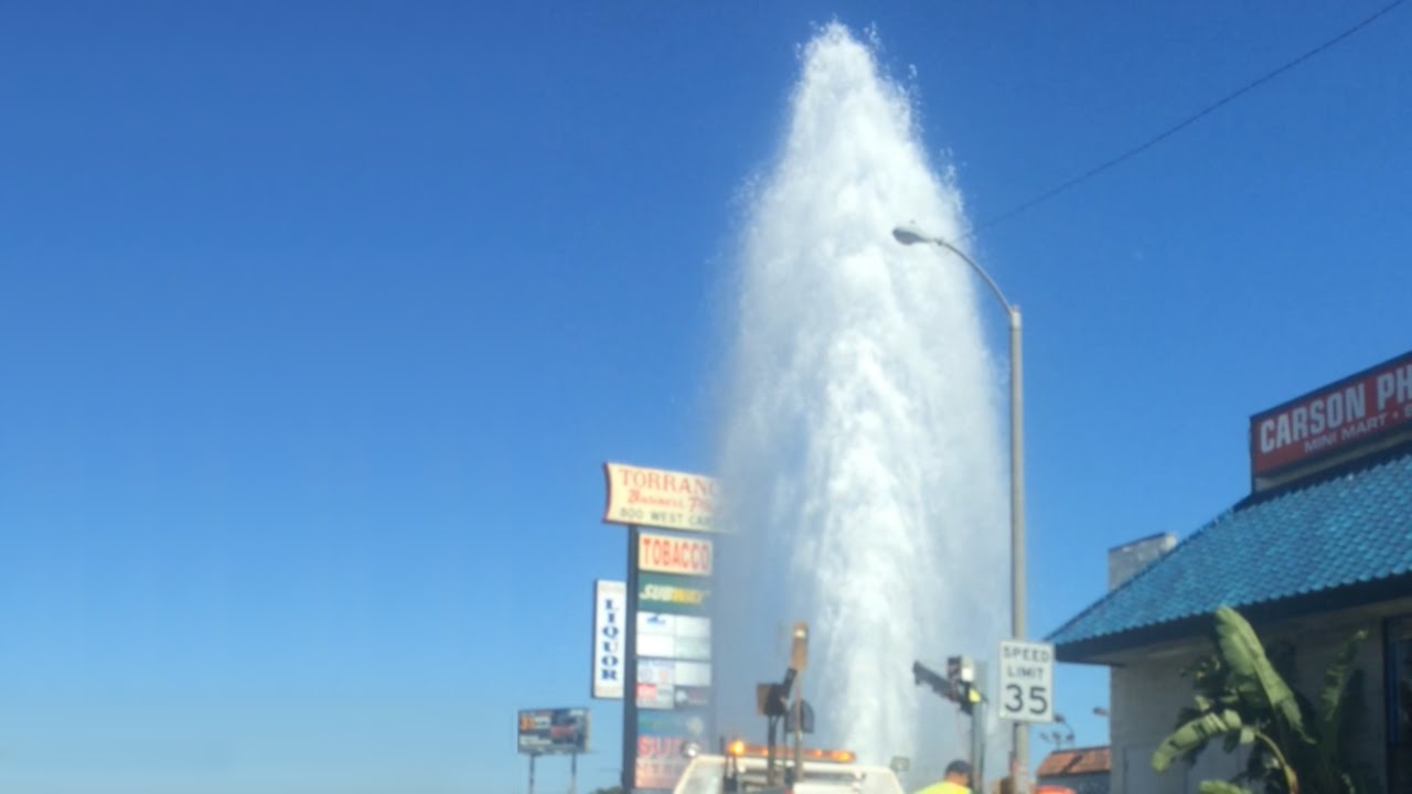 Burst Fire Hydrant on Carson and Vermont - YouTube