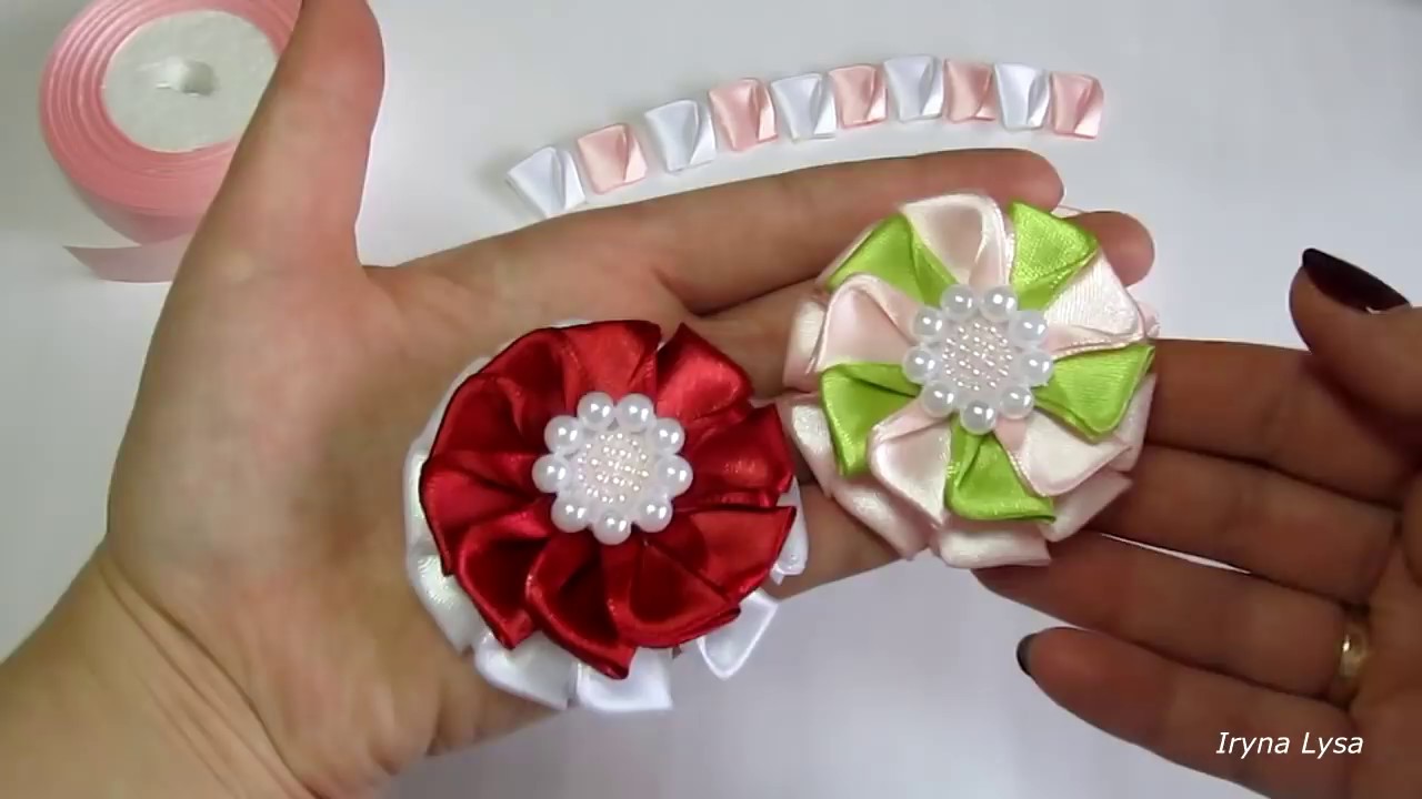 DIY How to make easy flower/satin ribbon - YouTube