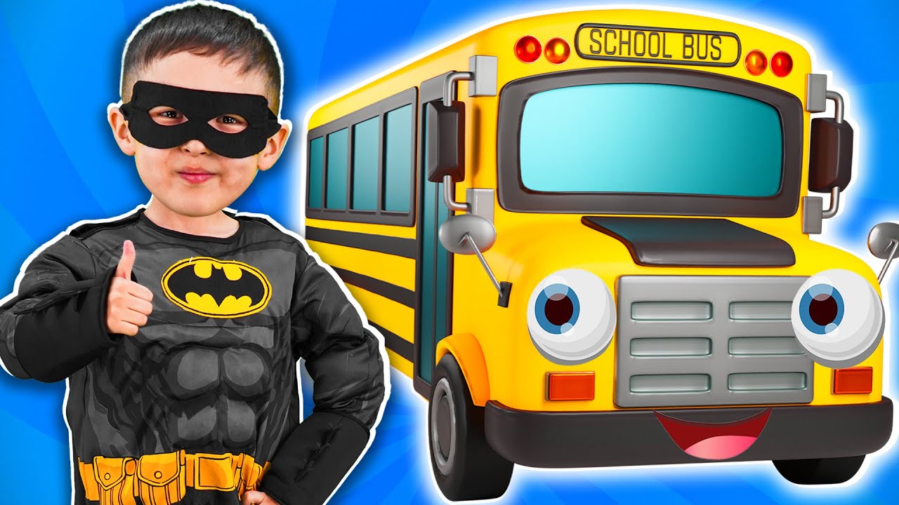 Wheels On The Bus | Nursery Rhymes & Kids Songs | SuperHero Song - YouTube