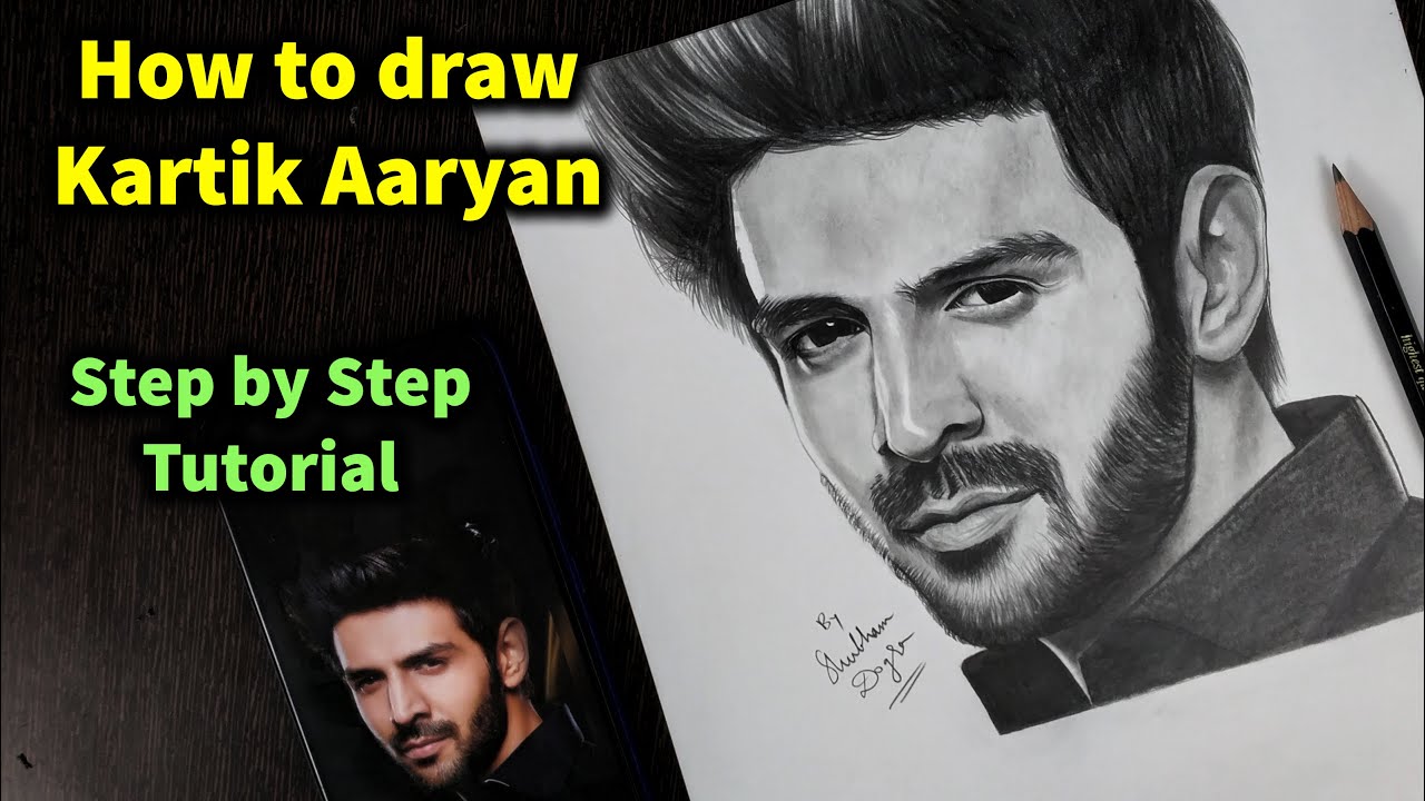 How to Draw Kartik Aaryan Step by Step Sketch tutorial - Part 2/ Pencil ...