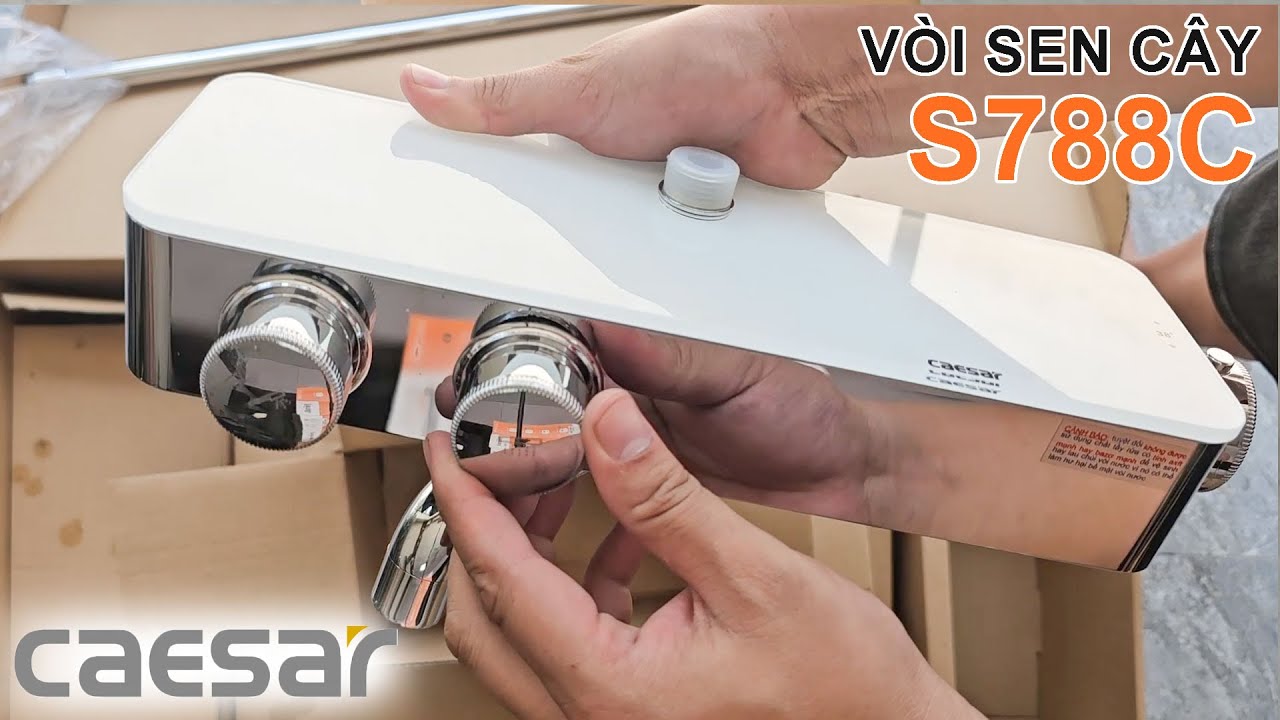CAESAR S788C - Mở hộp vòi sen cây nhiệt độ - VUATHIETBI.COM - YouTube
