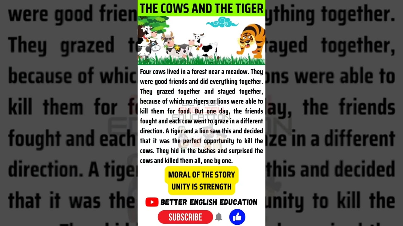 The Cows and the Tiger / English story/story in english/english stories ...