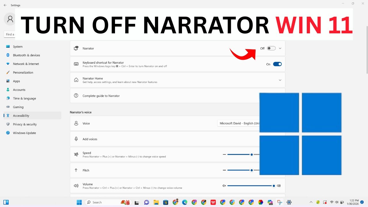 How Turn OFF Narrator Windows 10/11 - YouTube