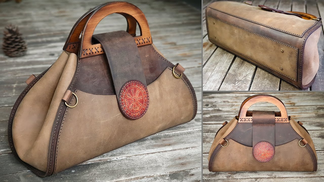 How to Make a Leather Handbag With Wooden Handles - YouTube