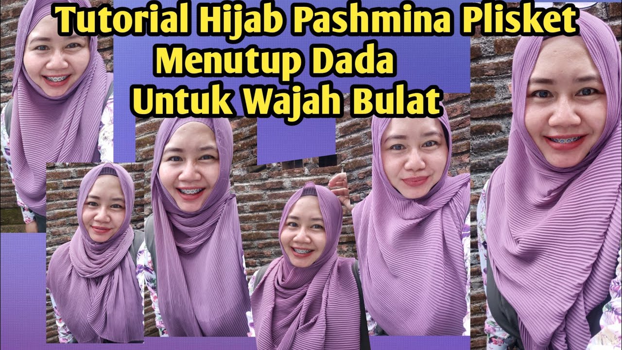 Tutorial Hijab Pashmina Plisket Menutup Dada untuk Wajah Bulat - YouTube