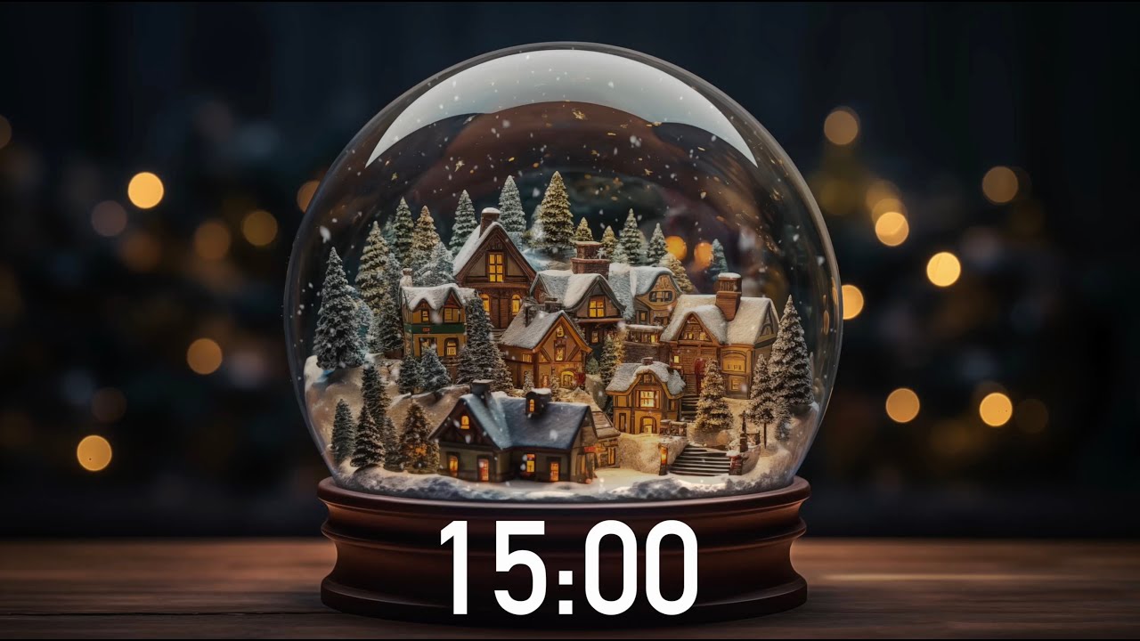 15 Minute Christmas Timer Snow Globe 🎵 with Christmas Jazz Music (4K ...