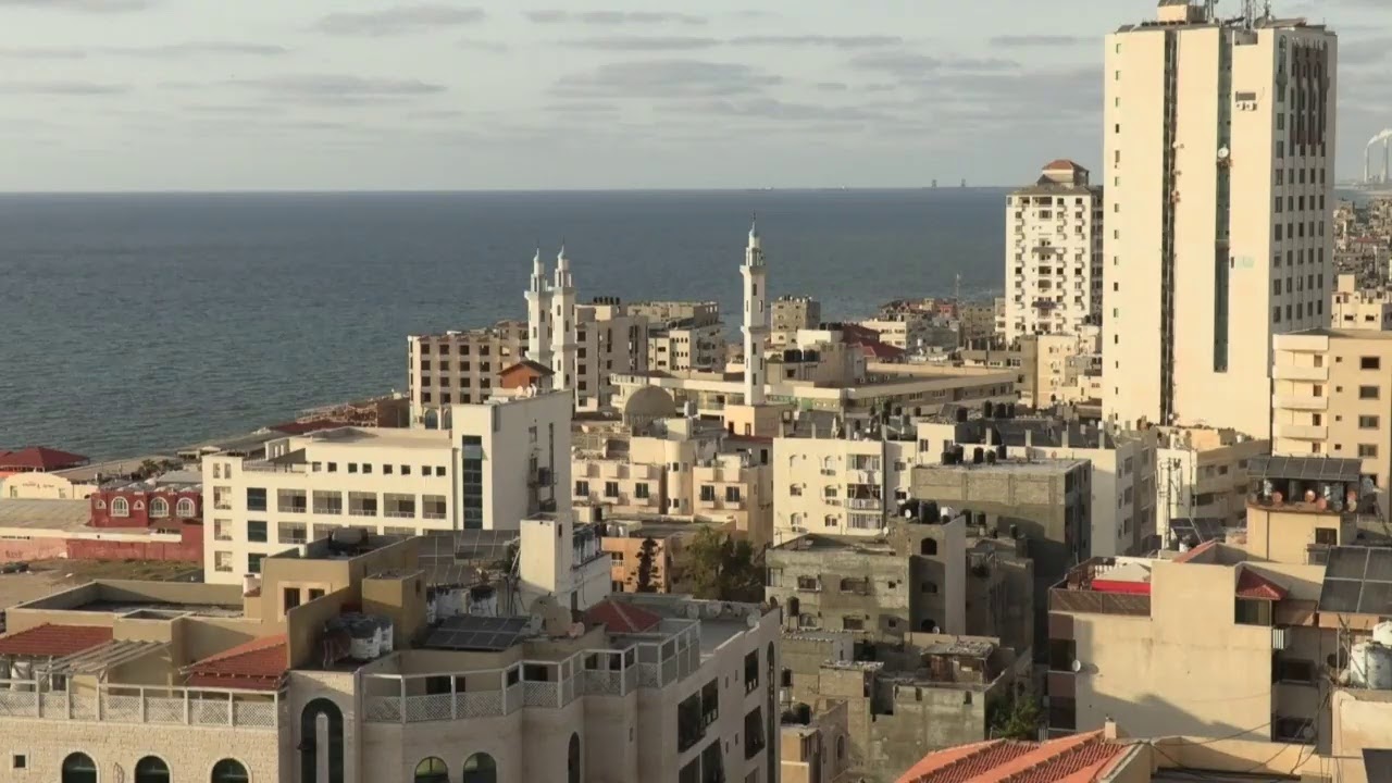Live shot of the Gaza City skyline on the first day of a cease-fire ...