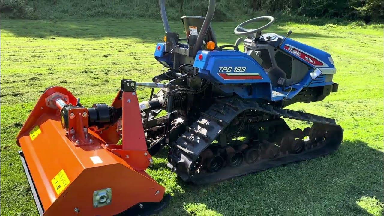 ISEKI TPC183 track crawler Compact Tractor & New 4ft Flail Mower - YouTube