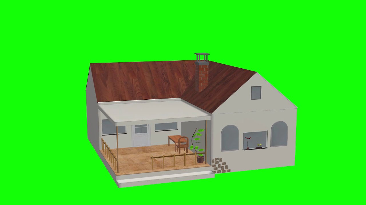 Animated house on a green background. - YouTube