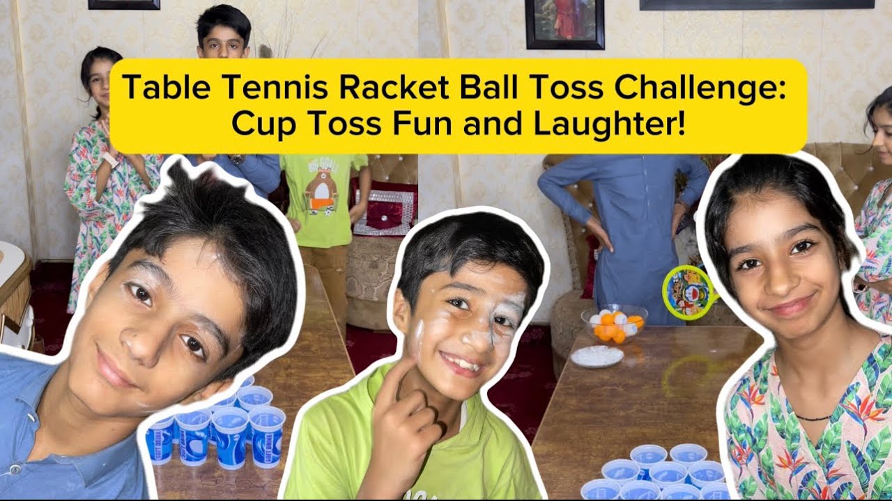 Table Tennis Racket Ball Toss Challenge: Cup Toss Fun and Laughter ...