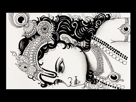 How to draw a beautiful realistic pencil shading sketch of lord Krishna ...