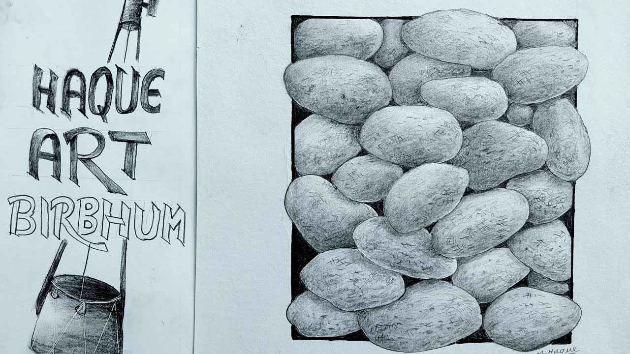 HOW TO DRAW ROCKS OR STONES WITH PENCIL - YouTube