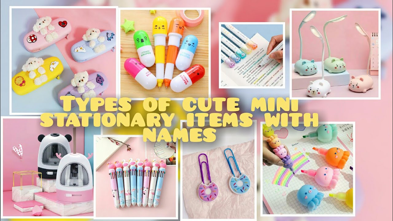 types of cute mini stationary items with name || cutest stationary ...
