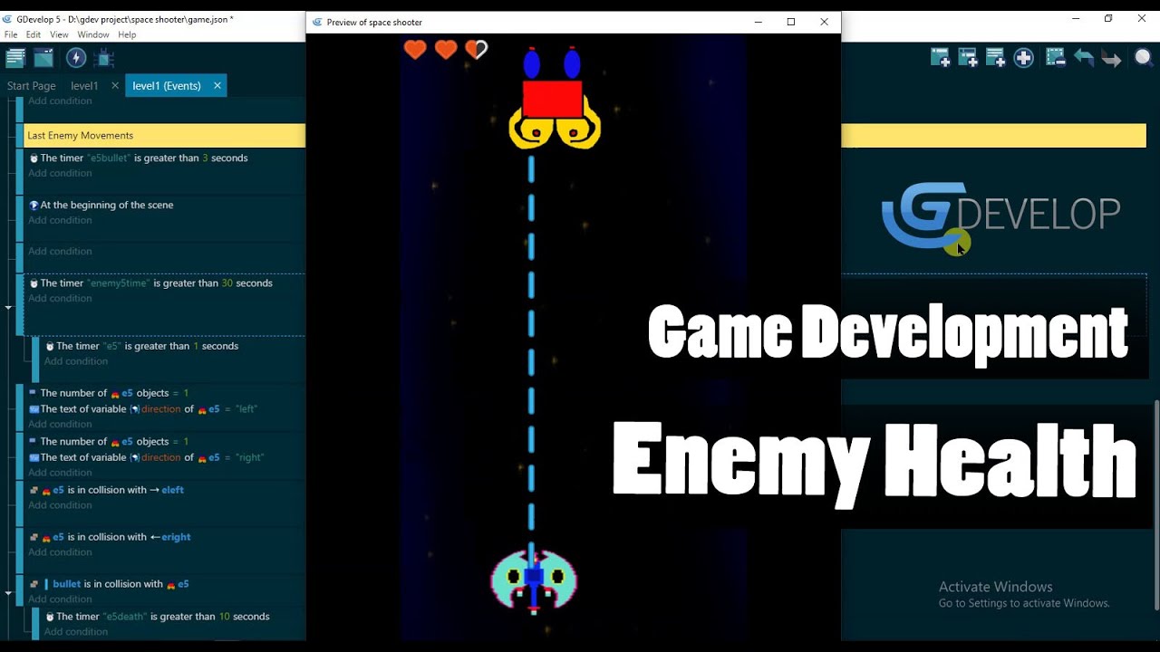 GDevelop - Making Last Animated Enemy With Health In Space shooter ...