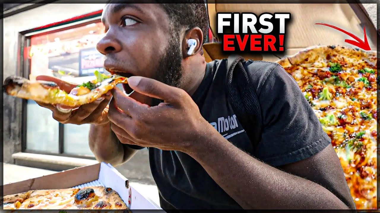 Trying the First Ever General Tso Chicken Pizza !! - YouTube