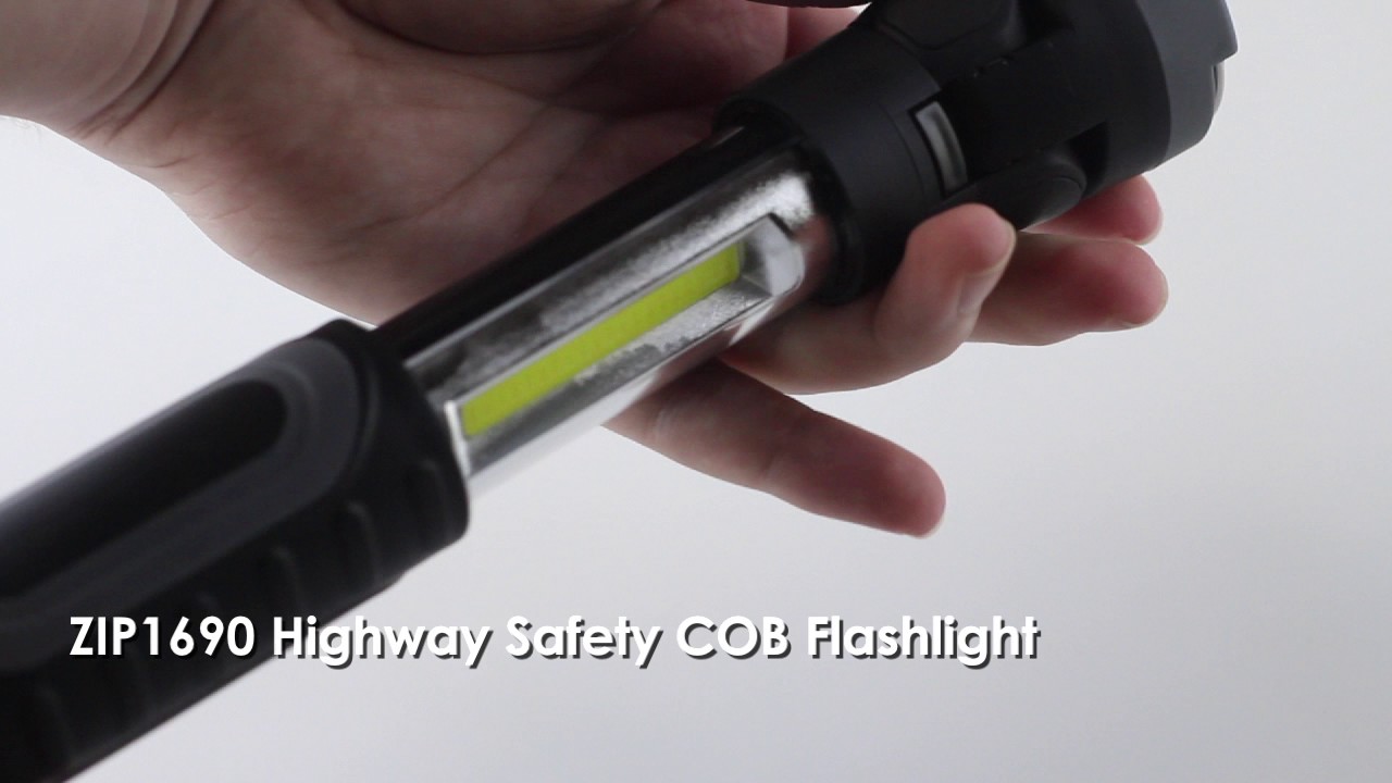 ZIP1690 Highway Safety COB Flashlight - YouTube