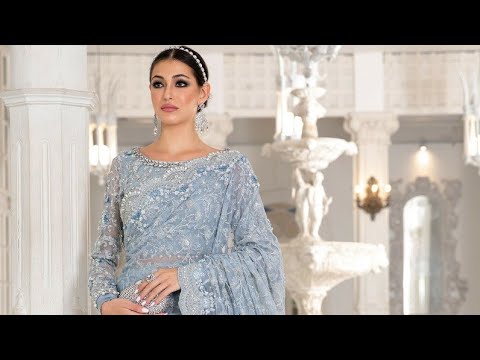Maria B Ice Blue Exclusive Collection Net Saree Replica - YouTube