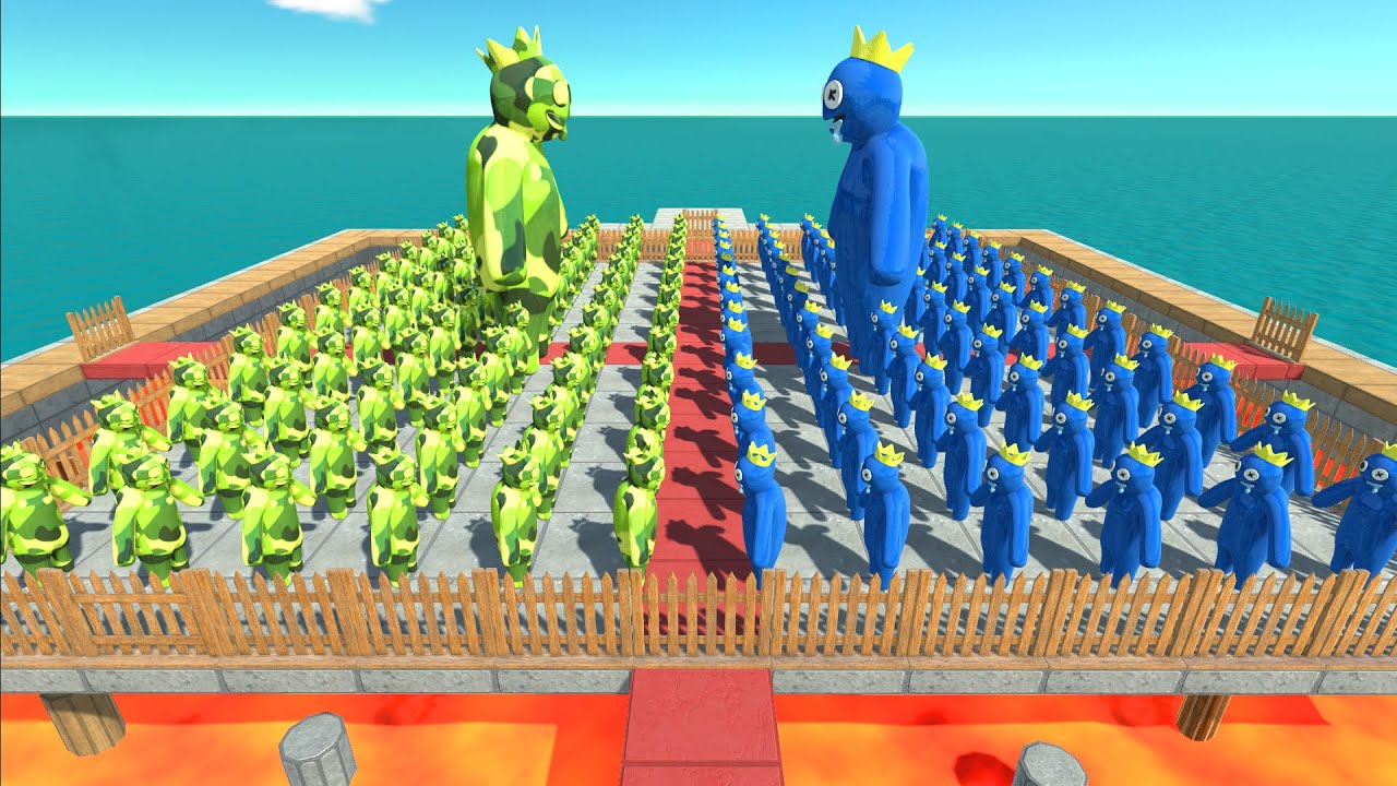 Rainbow Friends Blue Soldier vs Rainbow Friends Blue On The Lava Pool ...