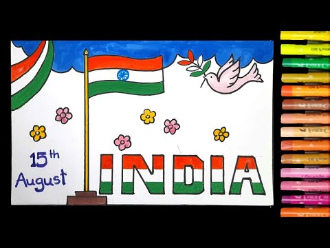 How to draw Indian National Flag Poster easy | Independence day Poster ...