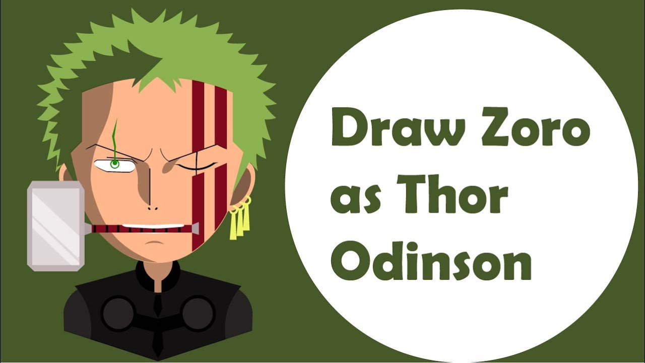 DRAW ONE PIECE X AVENGERS || EPISODE : ZORO AS THOR ODINSON || FLAT ...