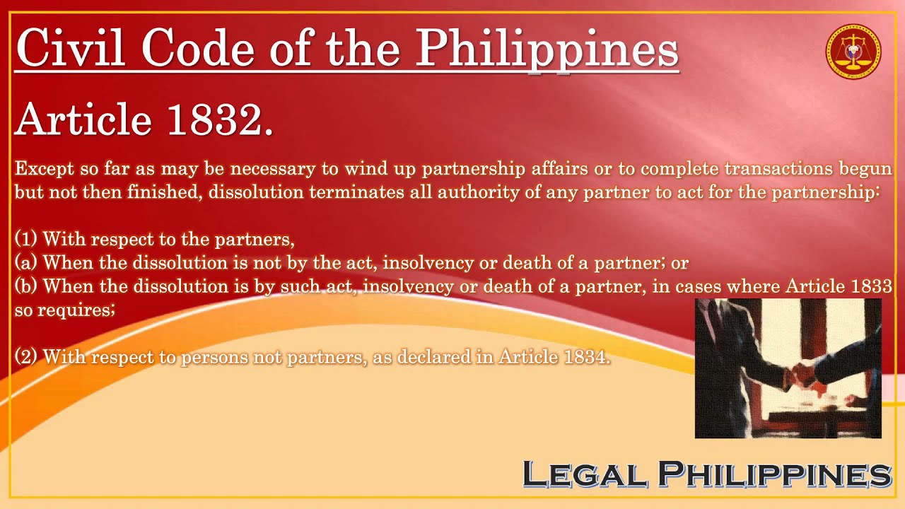 Civil Code of the Philippines, Article 1832 - YouTube