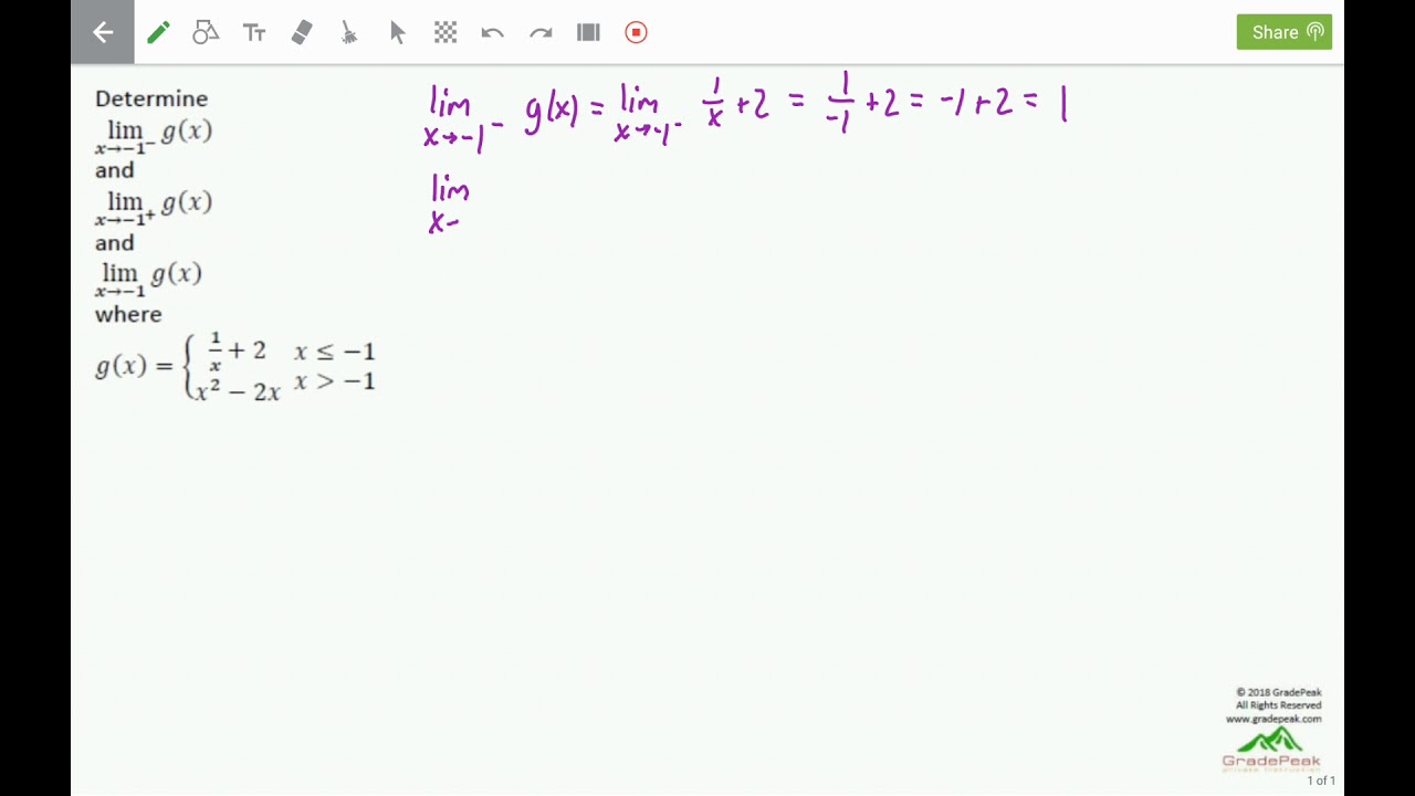 Gradepeak Calculus 1 One Sided Limits 1 09 Youtube