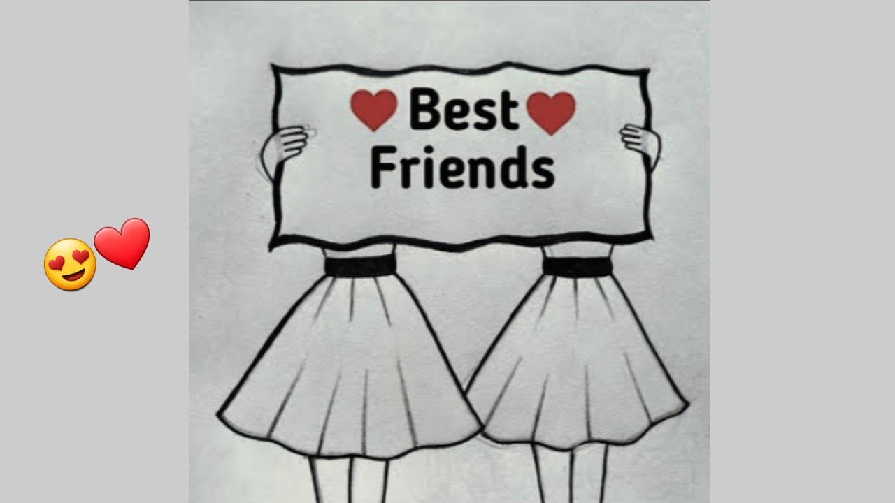 Friendship Day Drawing l Best Friends l Friends Forever l Easy Pencil ...