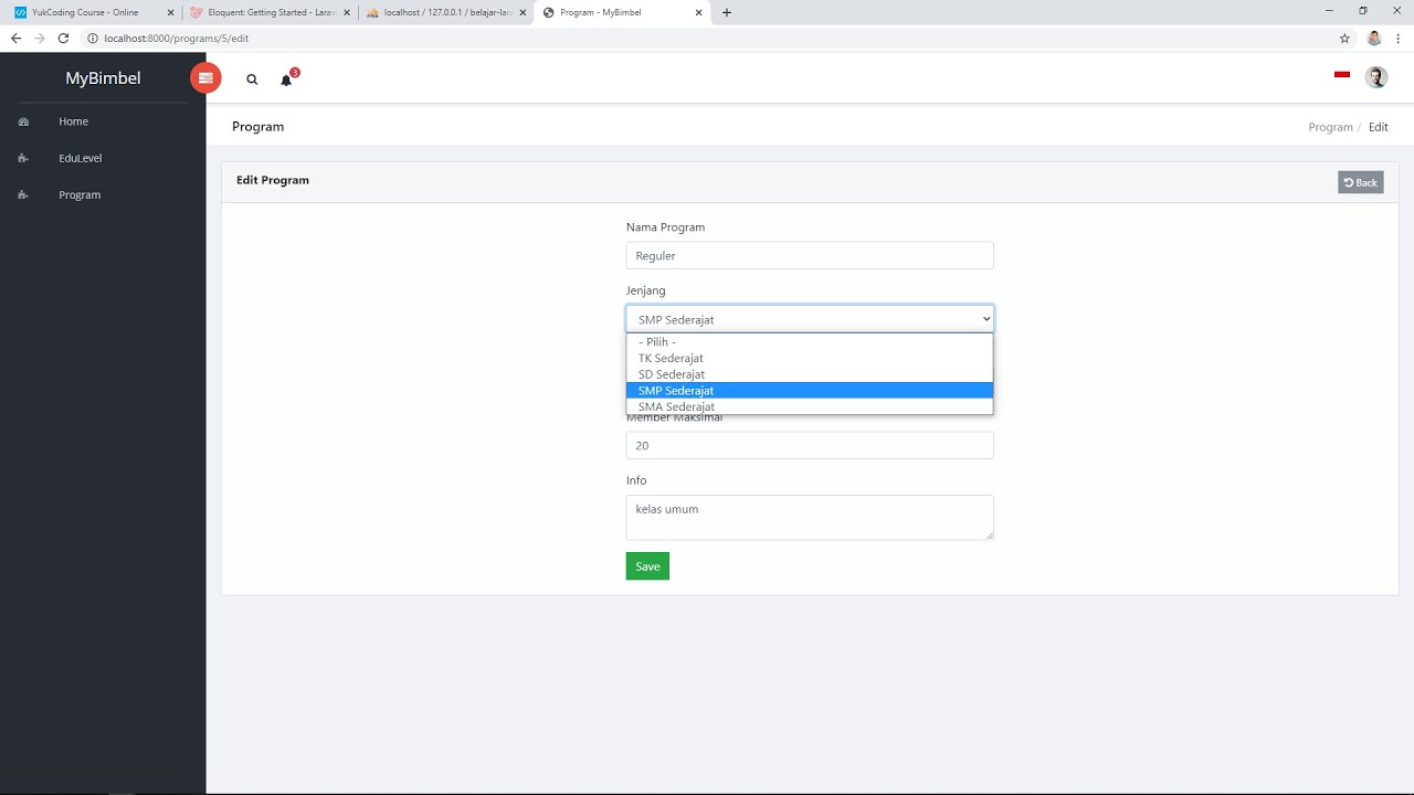 Edit Data Dengan Eloquent Orm 2 Styles Laravel 16 Youtube