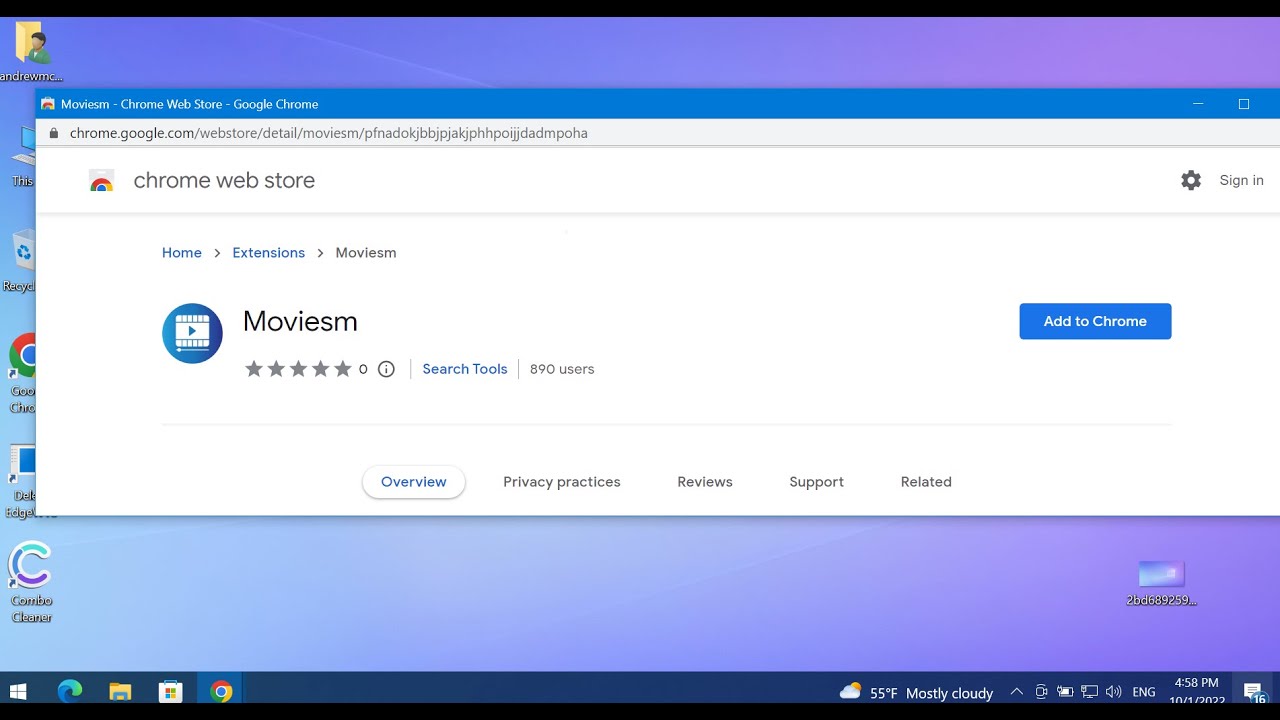 Moviesm adware-type extension removal. - YouTube