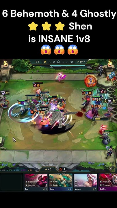 6 Behemoth & 4 Ghostly ⭐⭐⭐ Shen is INSANE 1v8 😱😱😱 #shorts #short #tft #teamfighttactics # ...