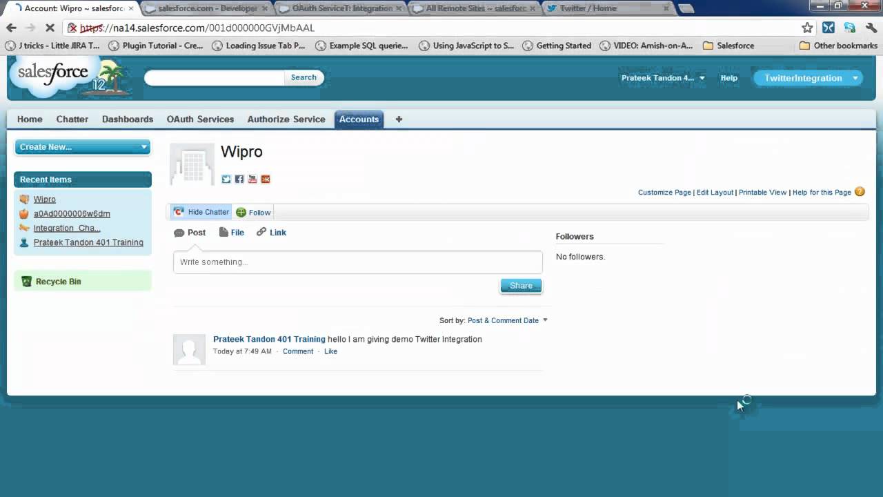 Salesforce Chatter Integration with Twitter - YouTube